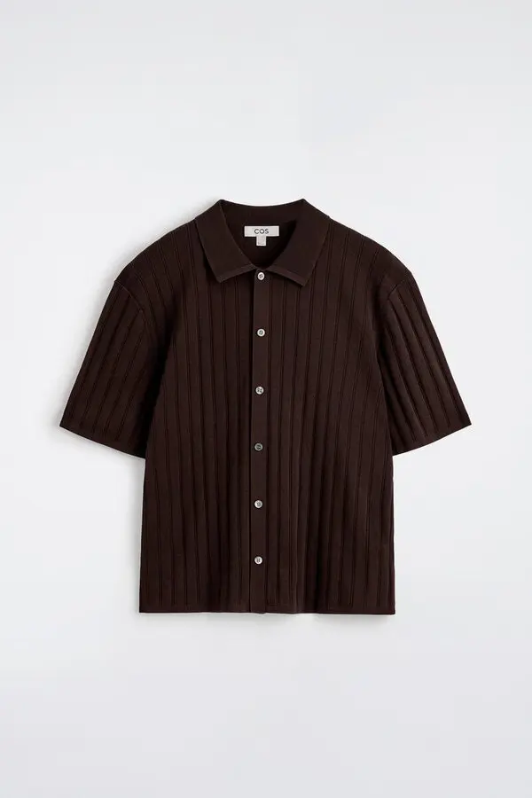 Cos Ribbed-knit Cotton Shirt - Red