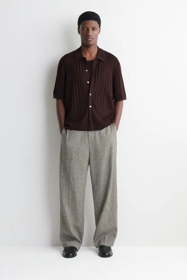 Cos Ribbed-knit Cotton Shirt - Red