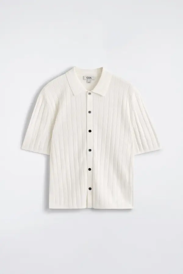Cos Ribbed-knit Cotton Shirt - White