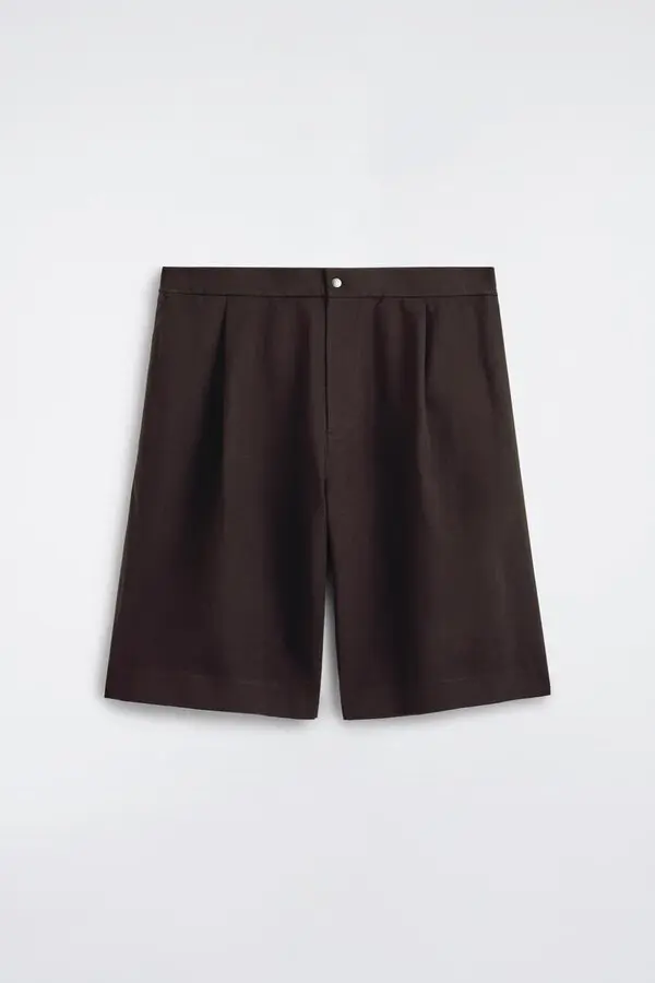 Cos Milano-jersey Pleated Shorts With Snap Detail