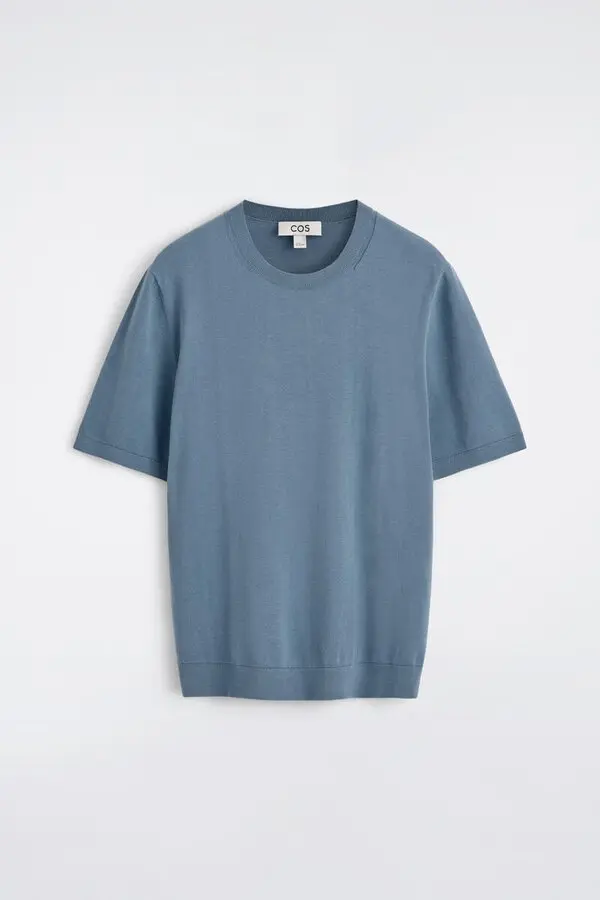 Cos Knitted Cotton T-shirt - Blue
