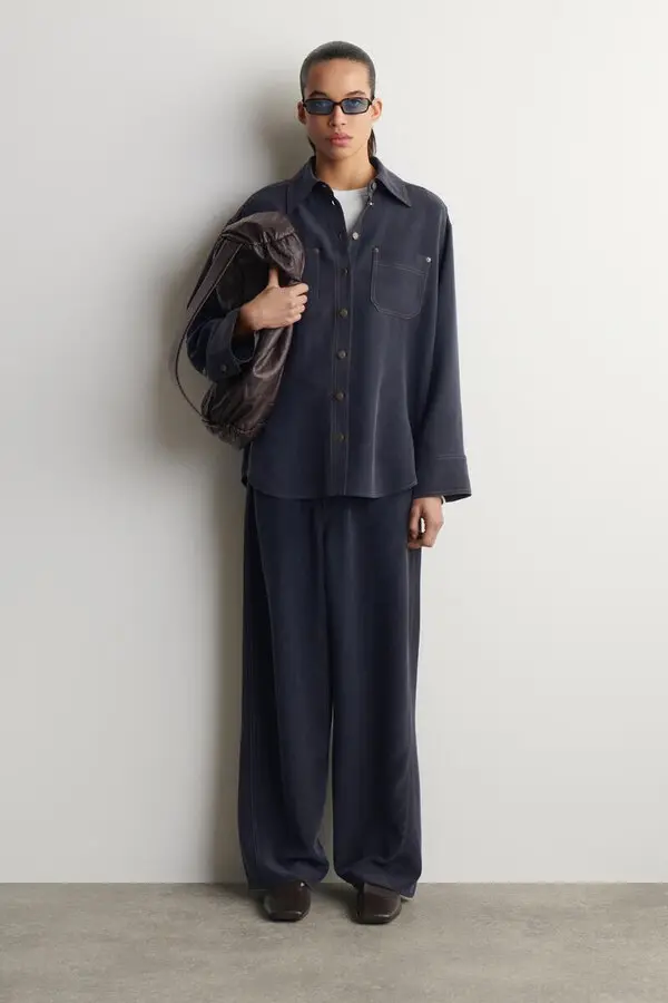 Cos Denim-effect Silk Shirt