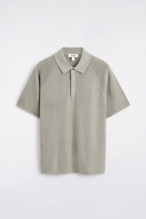 Cos Knitted Linen-silk Polo Shirt - Gray