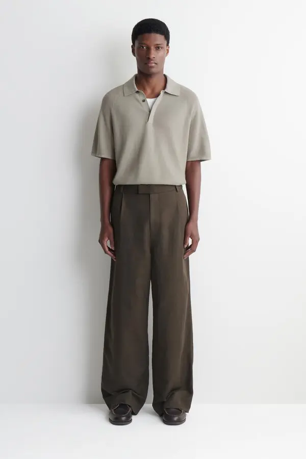 Cos Knitted Linen-silk Polo Shirt - Gray