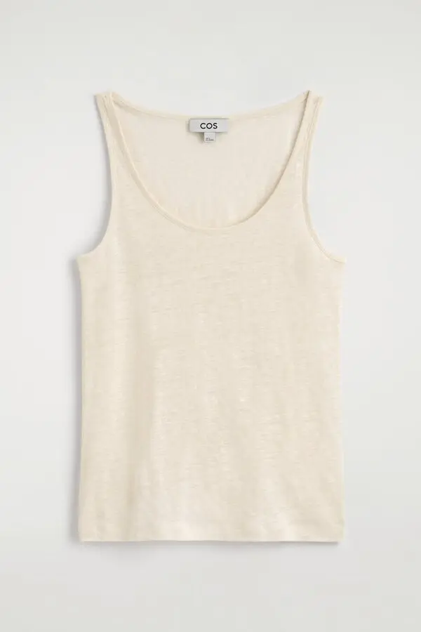 Cos Linen-jersey Scoop Neck Tank Top - White