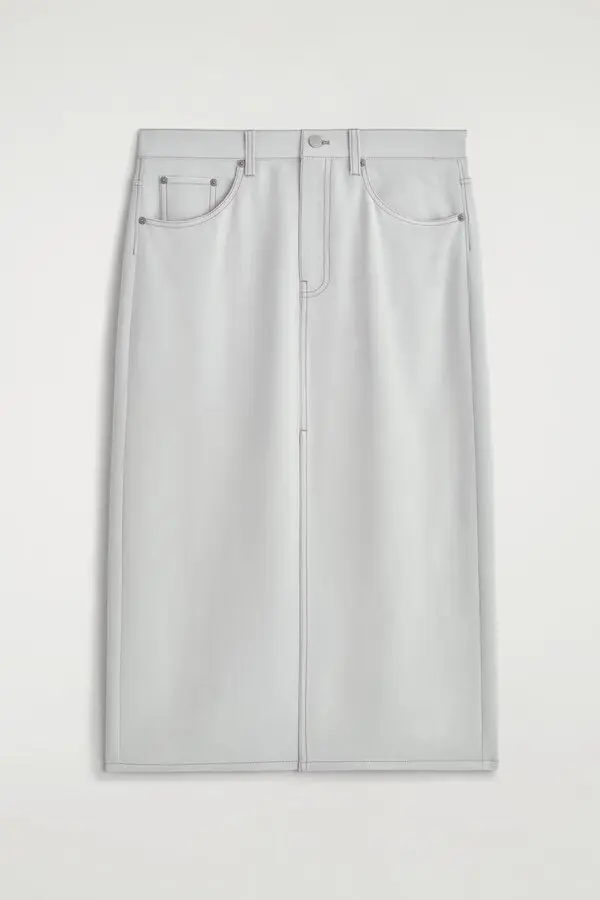 Cos Denim-effect Silk Midi Skirt