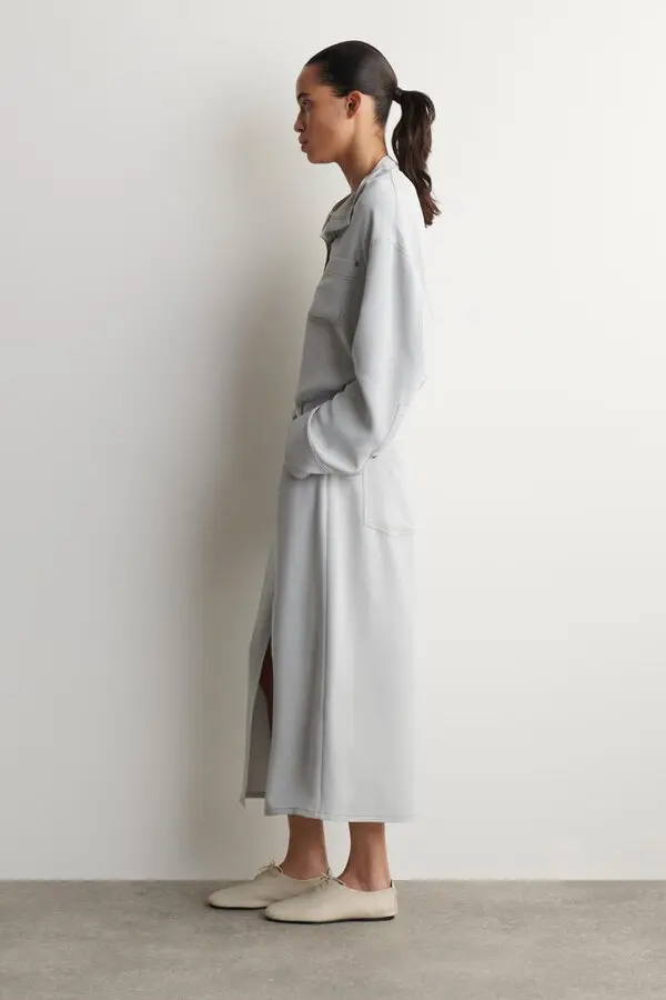 Cos Denim-effect Silk Midi Skirt