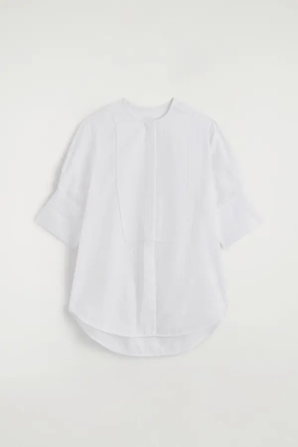 Cos Bib-front Stripe-jacquard Cotton Shirt