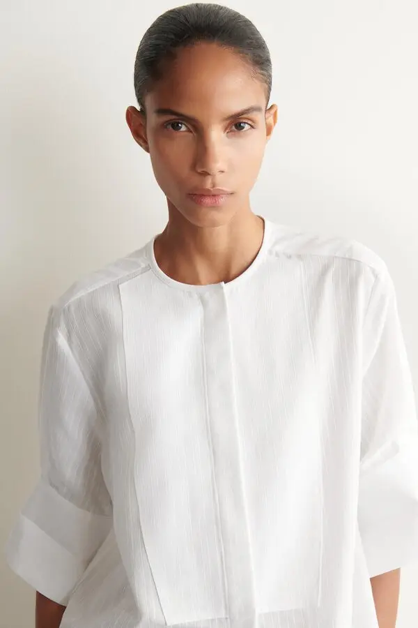 Cos Bib-front Stripe-jacquard Cotton Shirt