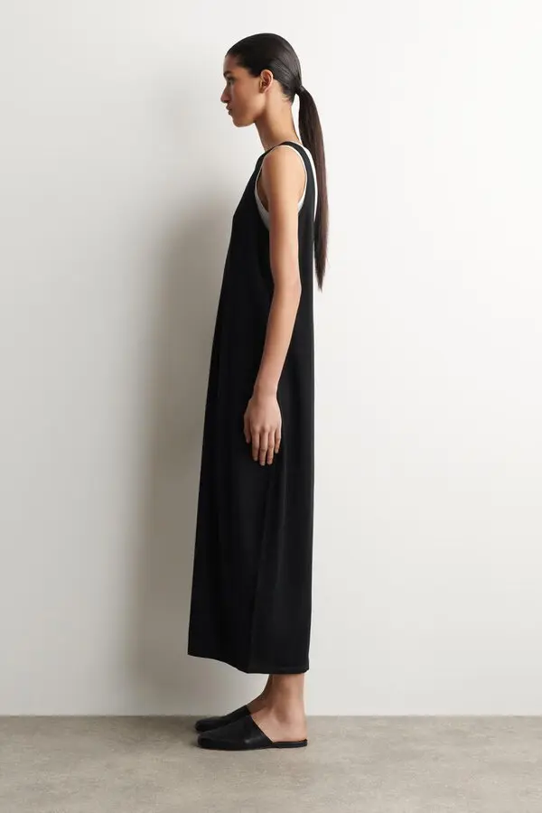 Cos Rounded Merino Wool Maxi Dress - Black