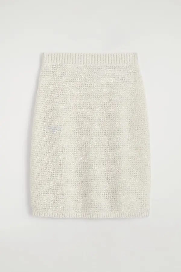 Cos Textured Knitted Cotton Mini Skirt - White