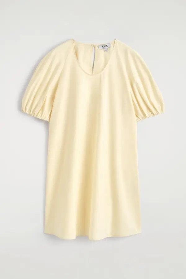 Cos Puff Sleeve Cotton Mini Dress - Yellow