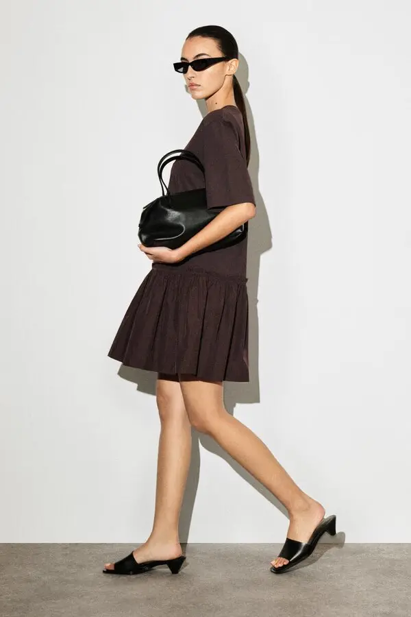 Cos Panelled Dropped-waist Mini Dress - Brown