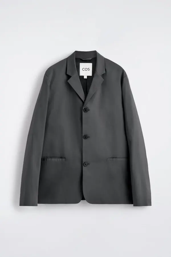 Cos Unstructured Slim Cotton Blazer - Dark Grey