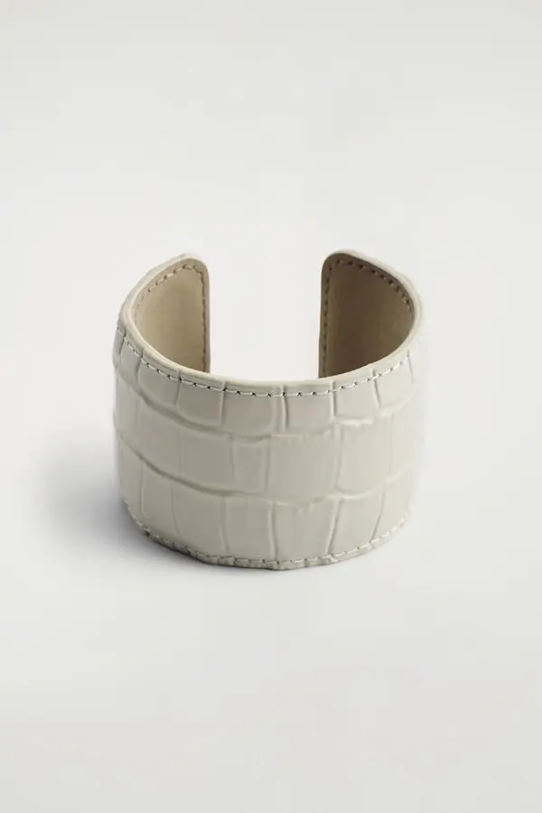 Cos Croc-effect Leather Cuff - White