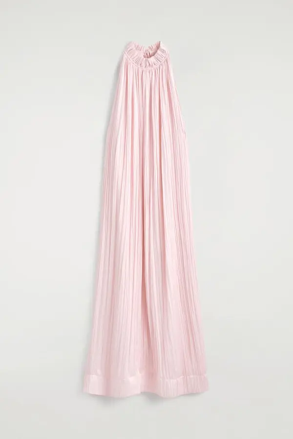 Cos Crinkled Satin Midi Dress - Pink