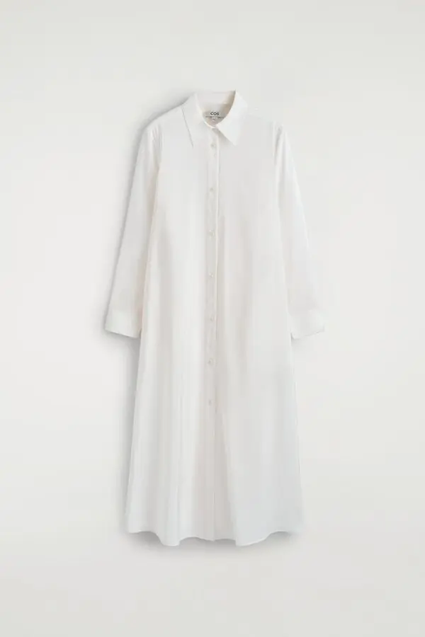 Cos Fluid Midi Shirt Dress - White