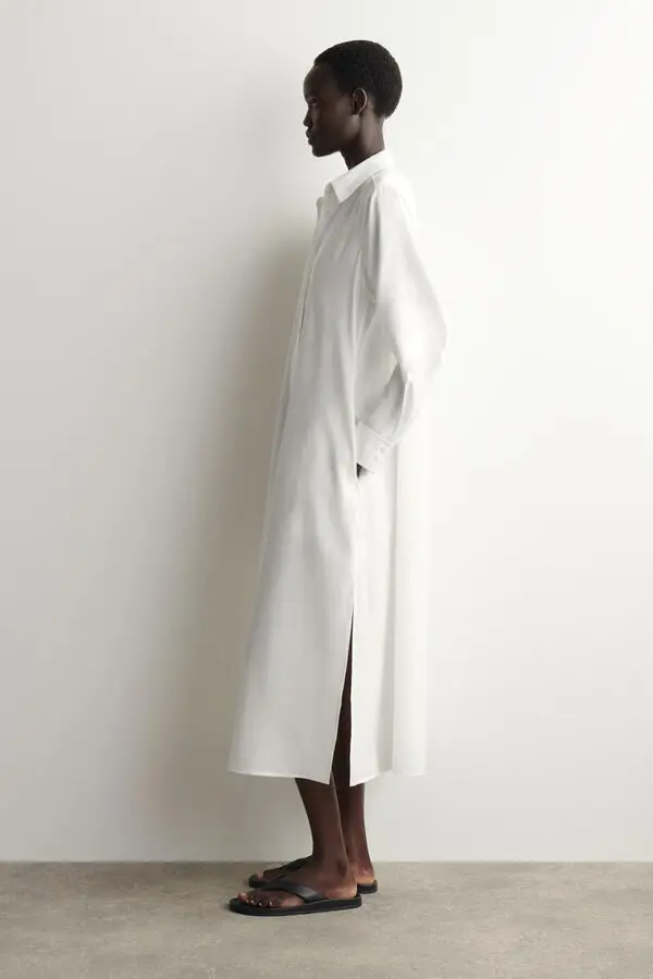 Cos Fluid Midi Shirt Dress - White