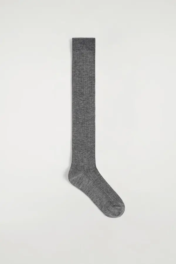 Cos Pointelle-knit Silk-blend Knee Socks - Gray