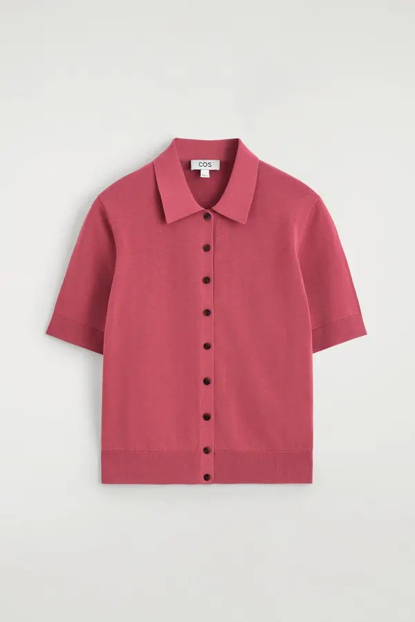 Cos Knitted Cotton Polo Cardigan