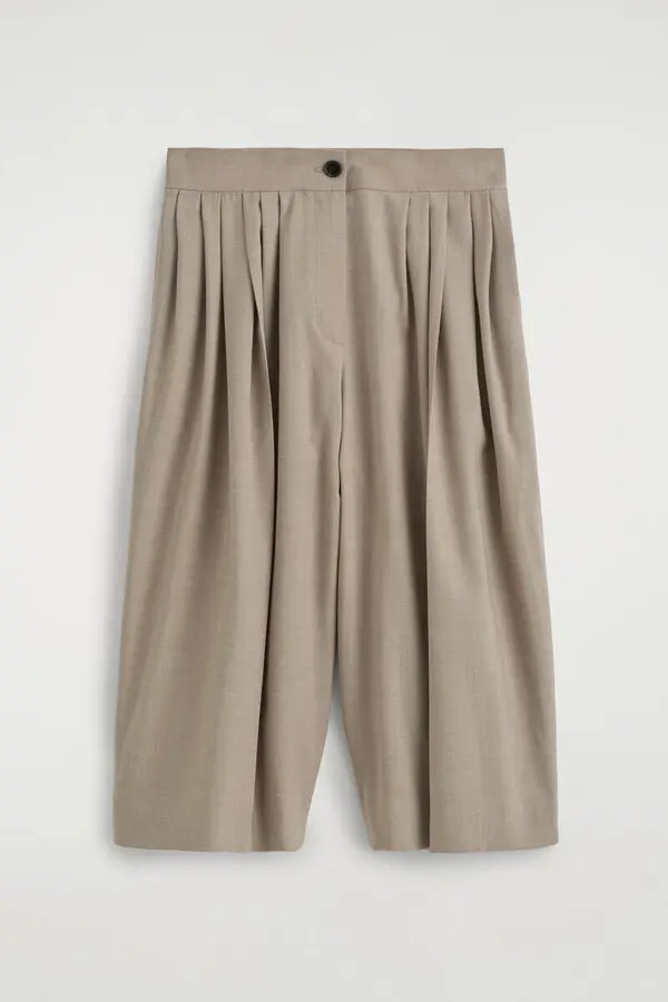 Cos Pleated Wool-blend Culottes - Beige