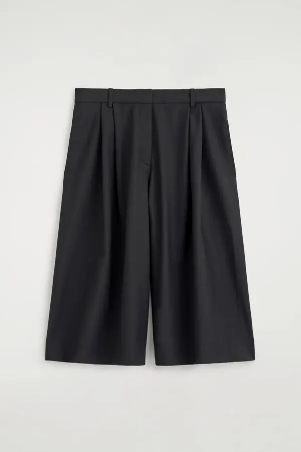 Cos Pleated Wool-blend Culottes - Black