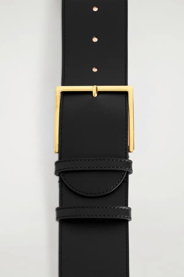 Cos Wide Leather Belt With Squared Buckle