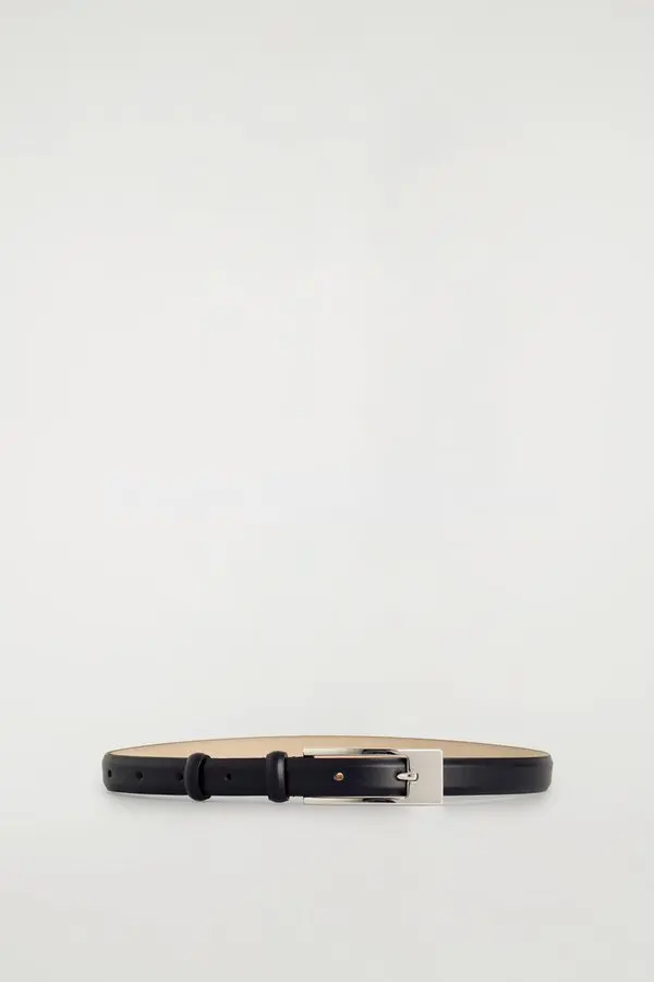 Cos Elongated-buckle Leather Belt - Black