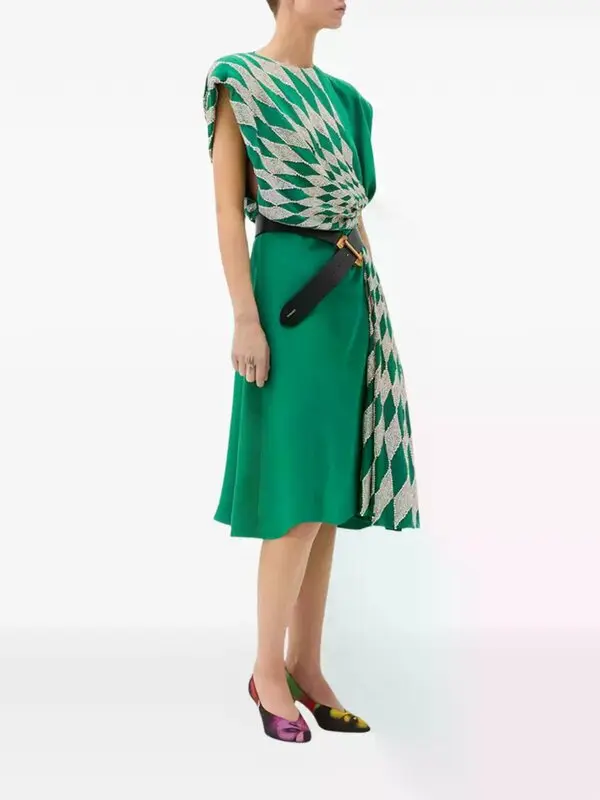 Versace Embroidered Silk Midi Dress