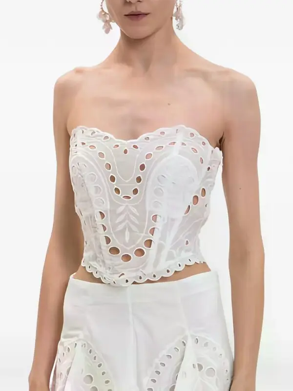 Charo Ruiz Ibiza Kai Broderie Anglaise Corset Top - White