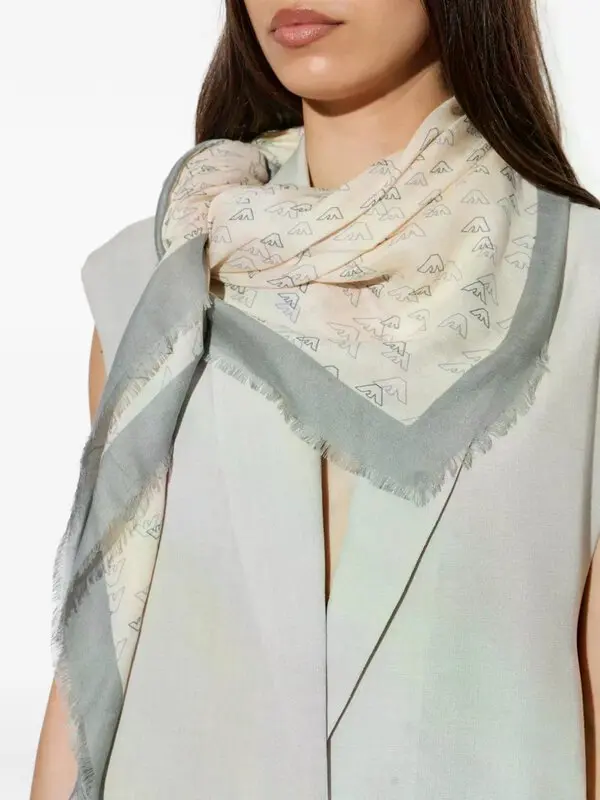 Emporio Armani Monogram-print Frayed Scarf
