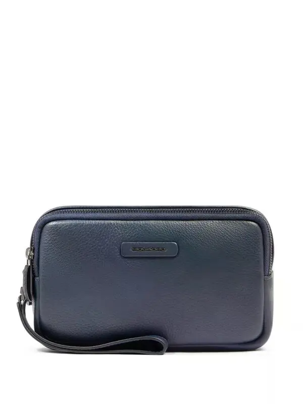 PIQUADRO Grained Leather Clutch Bag - Blue