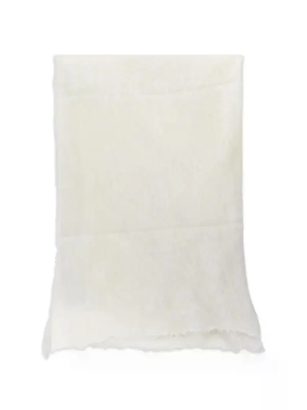 Fedeli Frayed-edge Scarf - White