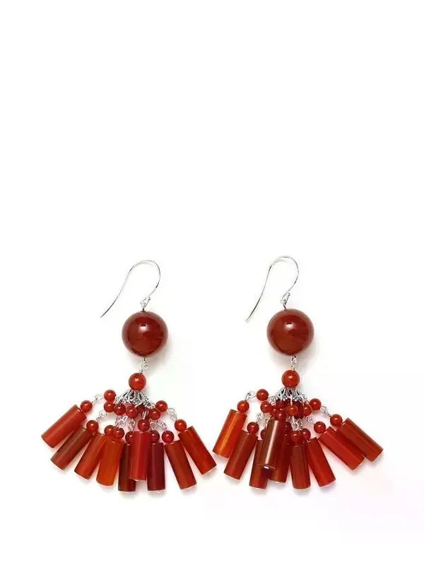 SOPHIE BUHAI Flamenco Carnelian Tassel Earrings - Silver