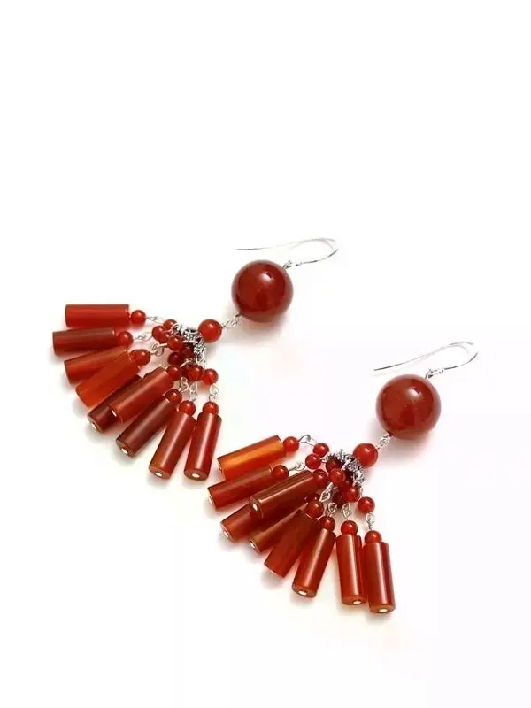 SOPHIE BUHAI Flamenco Carnelian Tassel Earrings - Silver