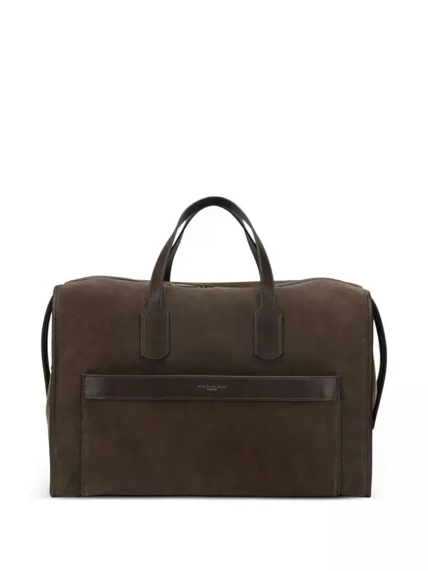 GIANNI CHIARINI Suede Tote Bag With Leather Trim - Brown