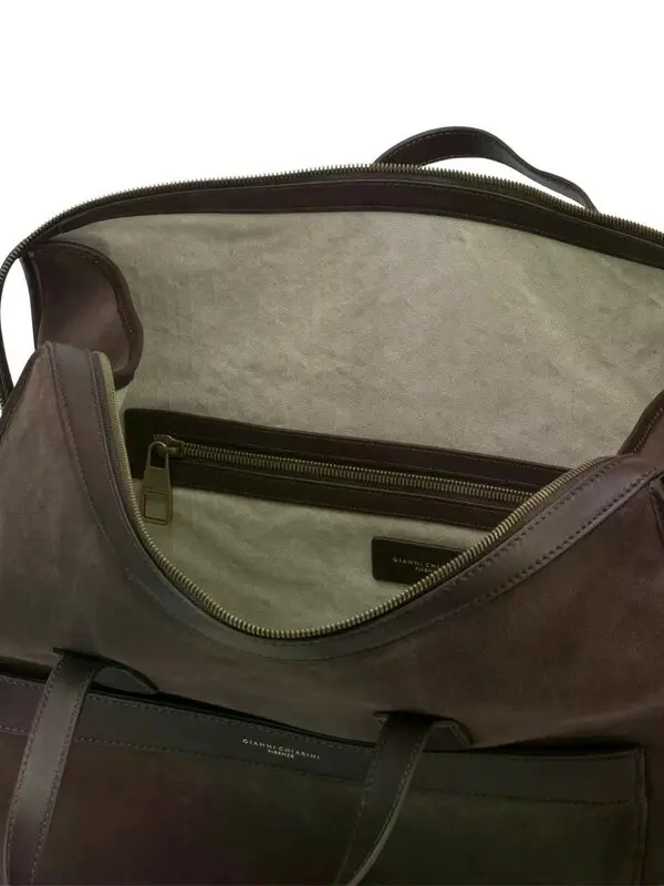 GIANNI CHIARINI Suede Tote Bag With Leather Trim