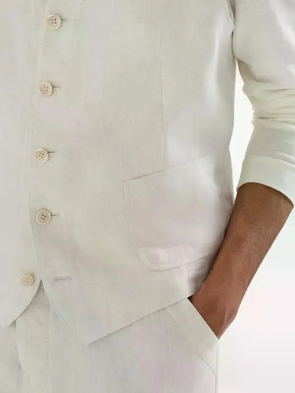 Brunello Cucinelli Linen Micro Chevron Waistcoat
