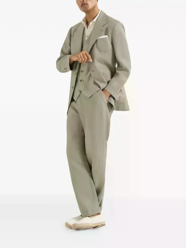 Brunello Cucinelli Linen Micro Chevron Waistcoat