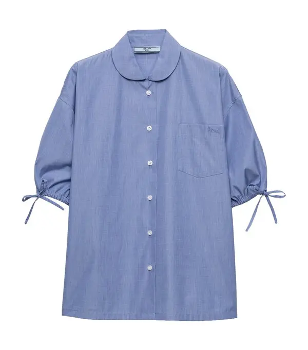 Prada Fil-á-fil Shirt With Drawstring Puff Sleeves