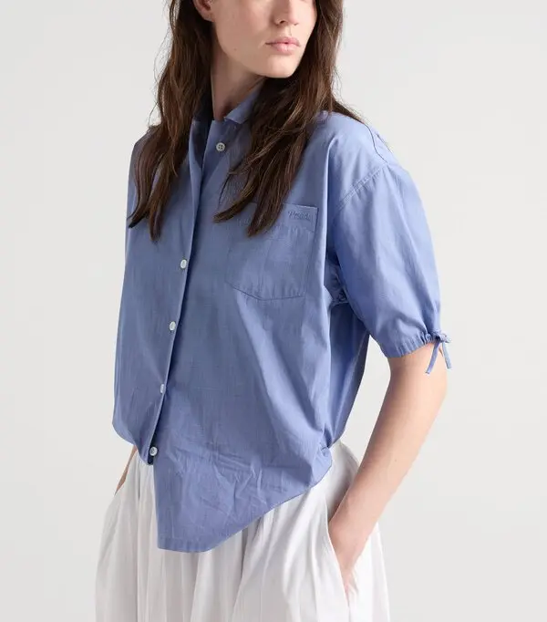Prada Fil-á-fil Shirt With Drawstring Puff Sleeves