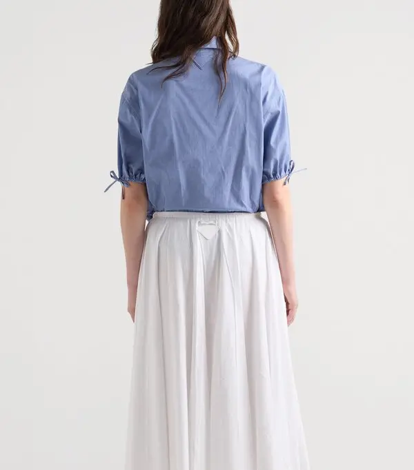 Prada Fil-á-fil Shirt With Drawstring Puff Sleeves