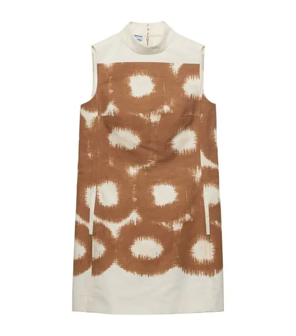 Prada Canvas Circle Print Mini Dress - Brown