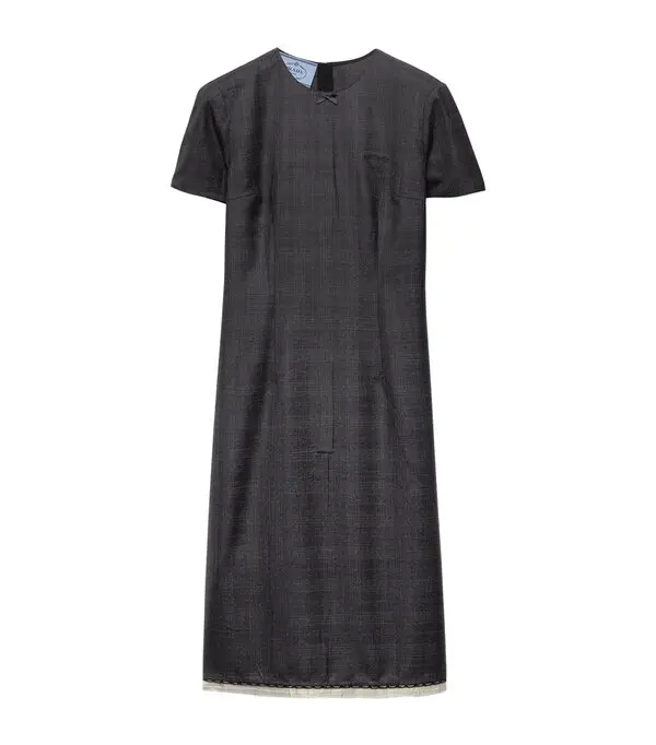 Prada Wool Check Midi Dress