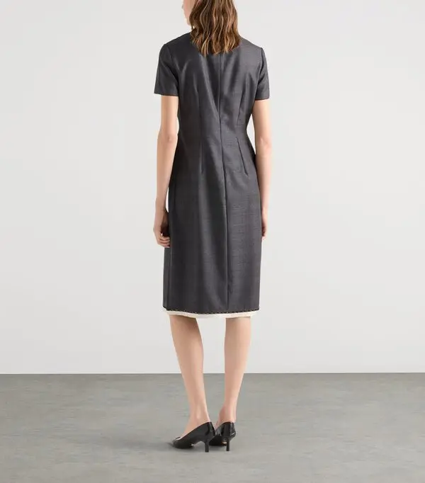 Prada Wool Check Midi Dress
