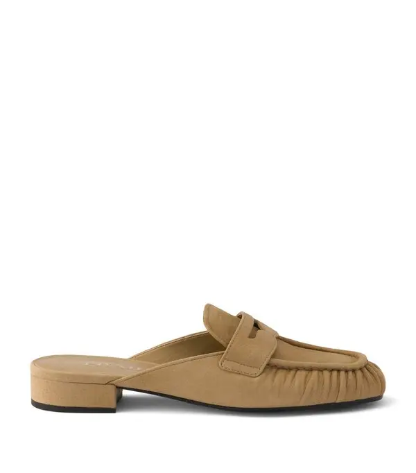 Prada Suede Mules - Neutral
