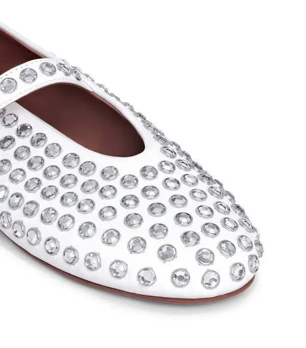 Alaïa Embellished Lambskin Ballet Flats - White
