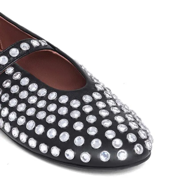 Alaïa Embellished Lambskin Ballet Flats - Black