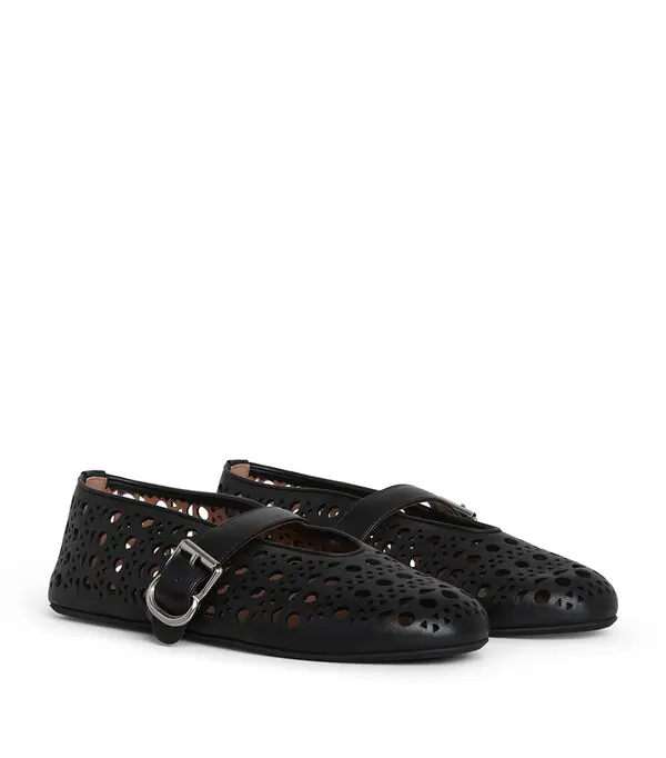 Alaïa Lambskin Vienne Ballet Flats With Buckled Strap
