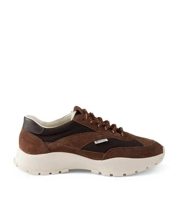 Prada Suede And Mesh Lace-up Sneakers